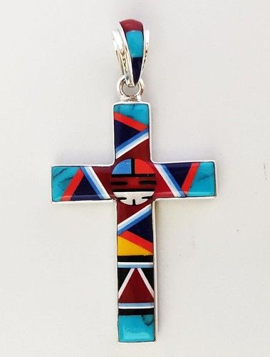 Multicolor Celestial Saturn Comet Turquoise Inlay .925 Silver Cross ...