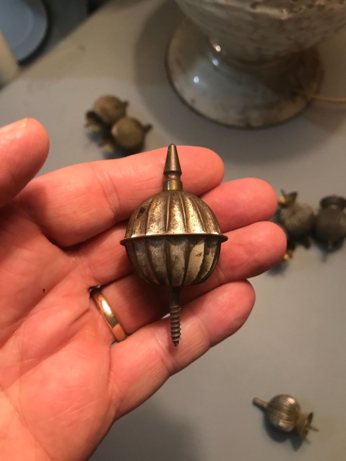 Vintage/Antique “FANCY“ Brass and Silver CLOCK FINIAL Wonderful OLD ...