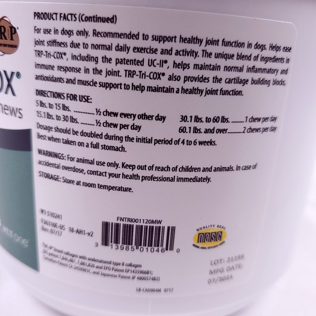 TriCOX TRP Joint Support by VetOne - 120 Soft Chews 2day Ship for sale ...