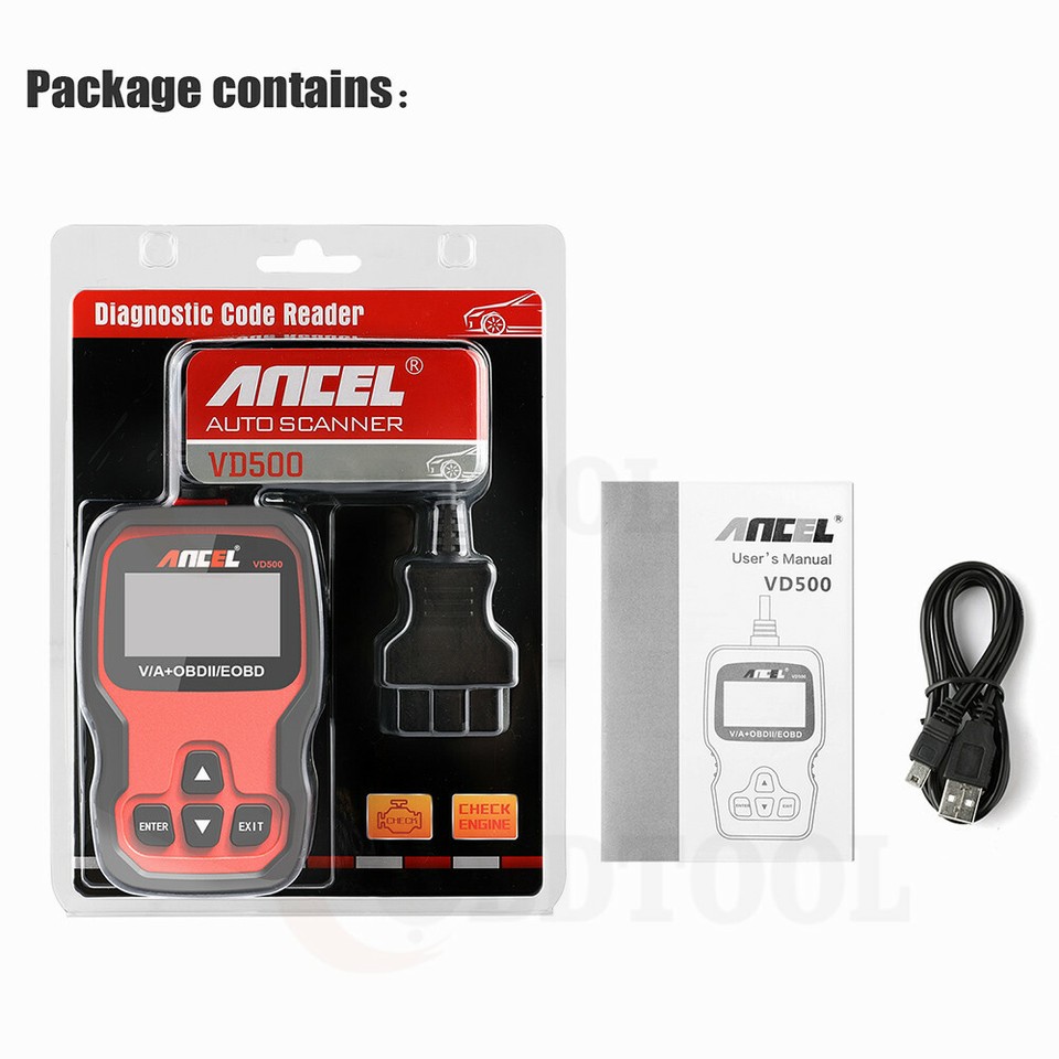 ANCEL VD500 OBD II Full System Check Engine Light EPB ABS SRS ...