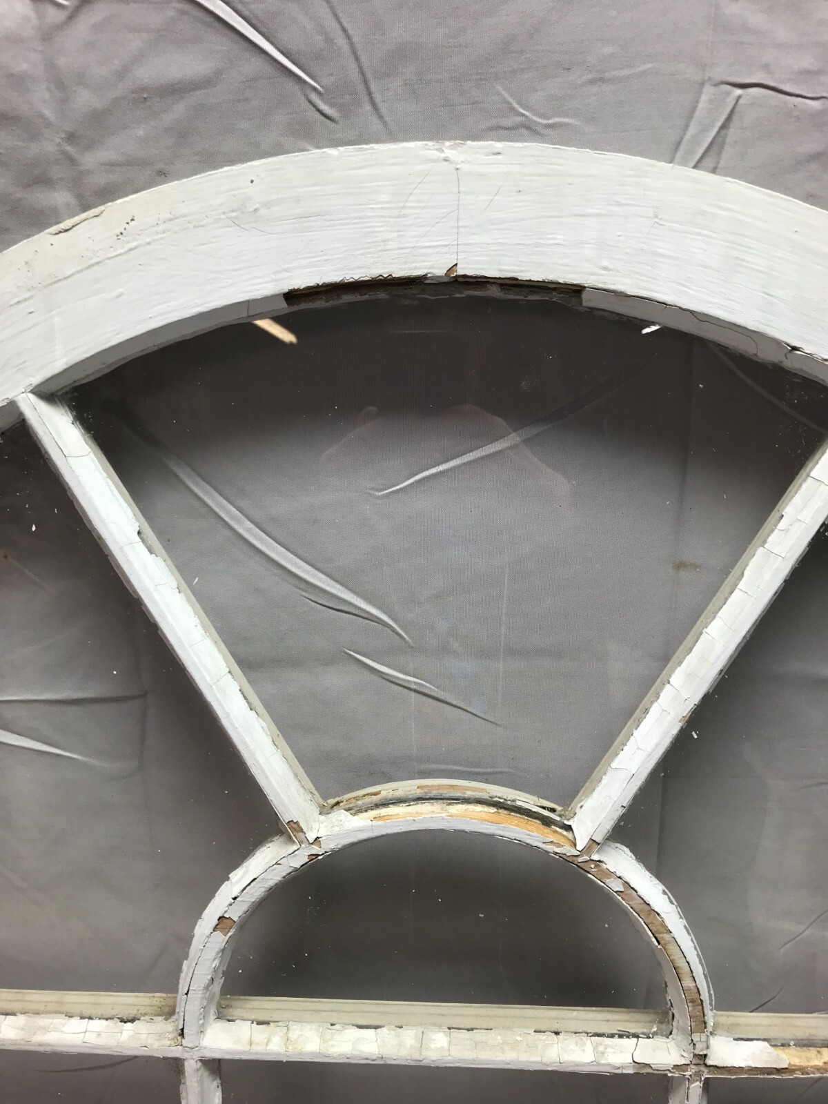 Antique 7 Lite Arch Top Transom Window Sash 31x36 Drop Corbels Old VTG ...