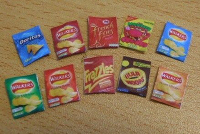 MAKE YOUR OWN 10 mini crisp packets modern 1:12th scale doll's house ...