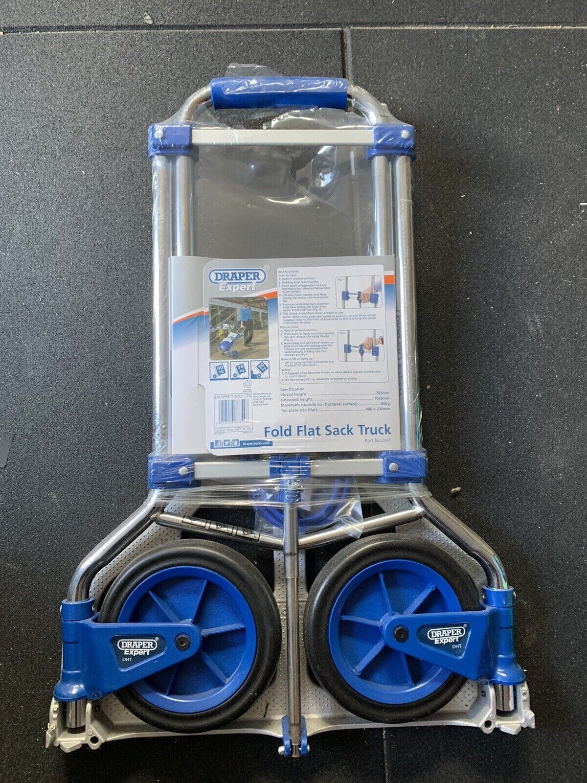 Draper Tools Heavy Duty Folding Sack Truck Trolley TRANSPORTER 90 Kg ...