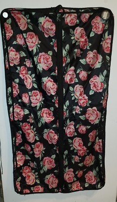 Avon Floral Gardens Hanging Garment Bag Roses 47”x21 Pink Red Black ...