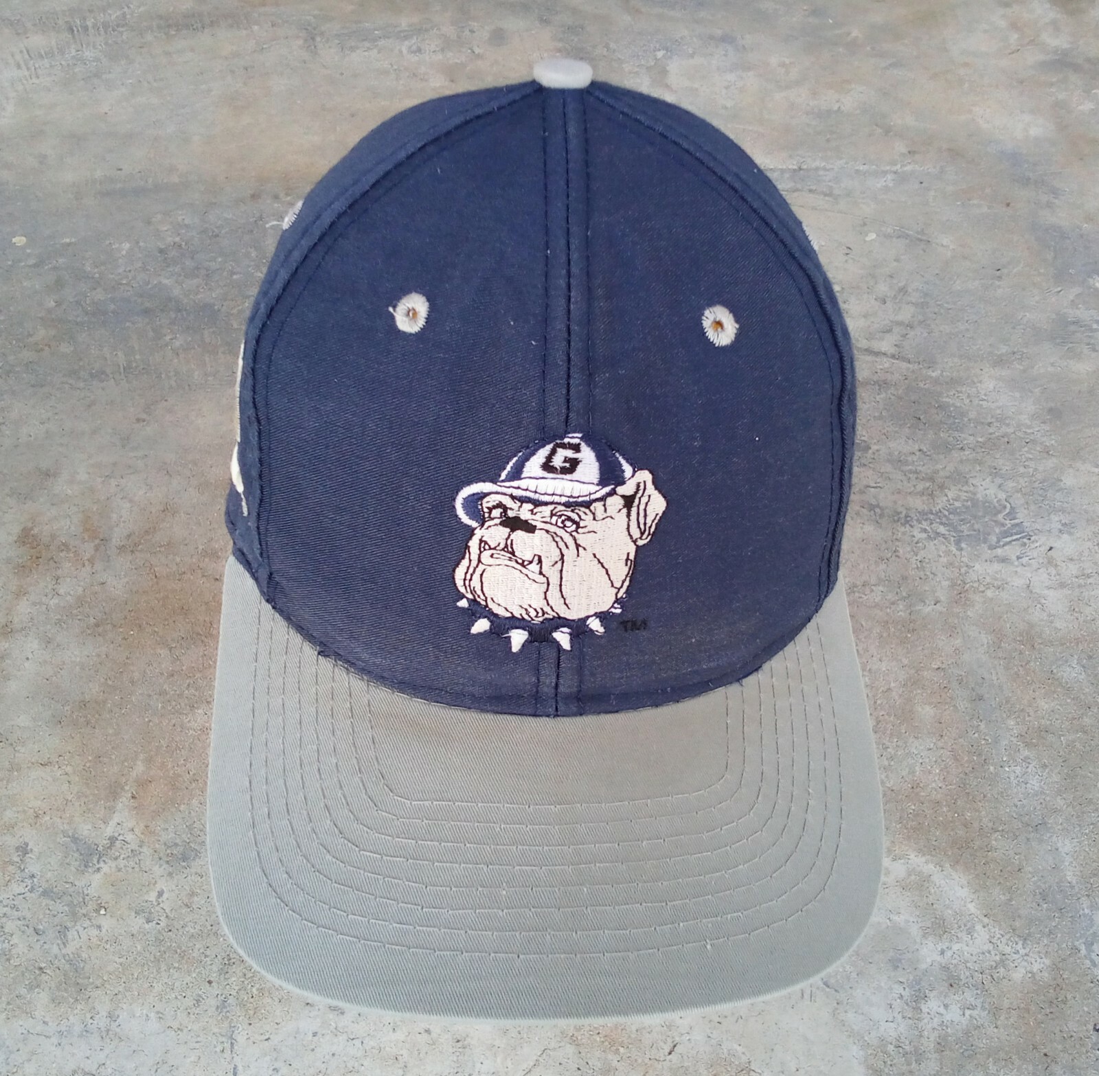 Vintage Georgetown Hoyas Fitted Hat Sz 7 1/4 Blue Gray Cap Top of the ...