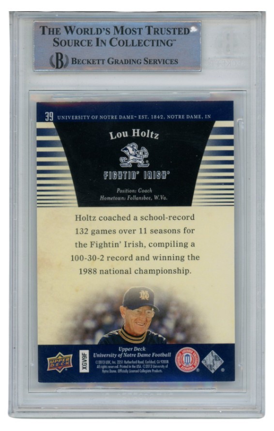 Lou Holtz Autographed/Signed 2013 Upper Deck 39 Trading Card Slab ...