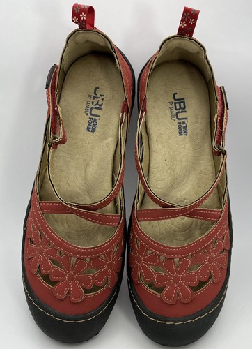 JBU JAMBU Red Wildflower Mary Jane Shoes Women 10M Memory Foam Comfort ...