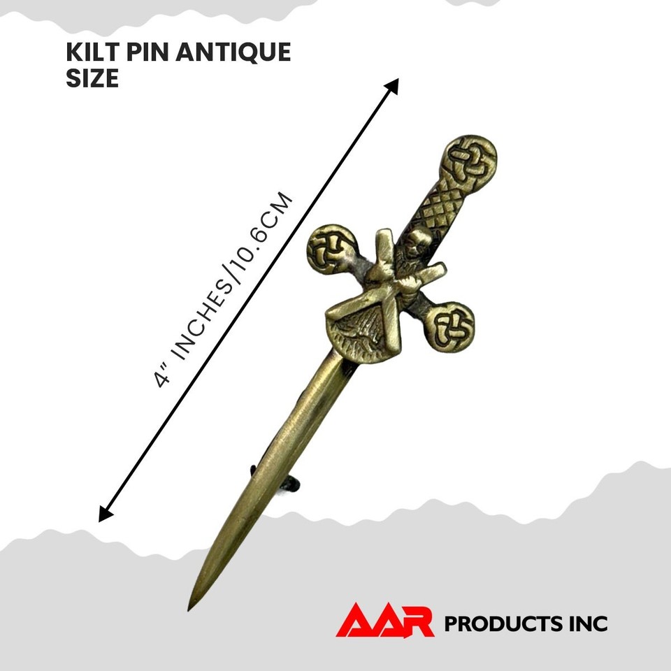 Kilt Pin Scottish Highland ST Andrew Kilt Pins 4" Antique Finish Brass ...