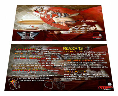Stern Aerosmith Pinball Custom Apron Instruction Cards v2 | eBay