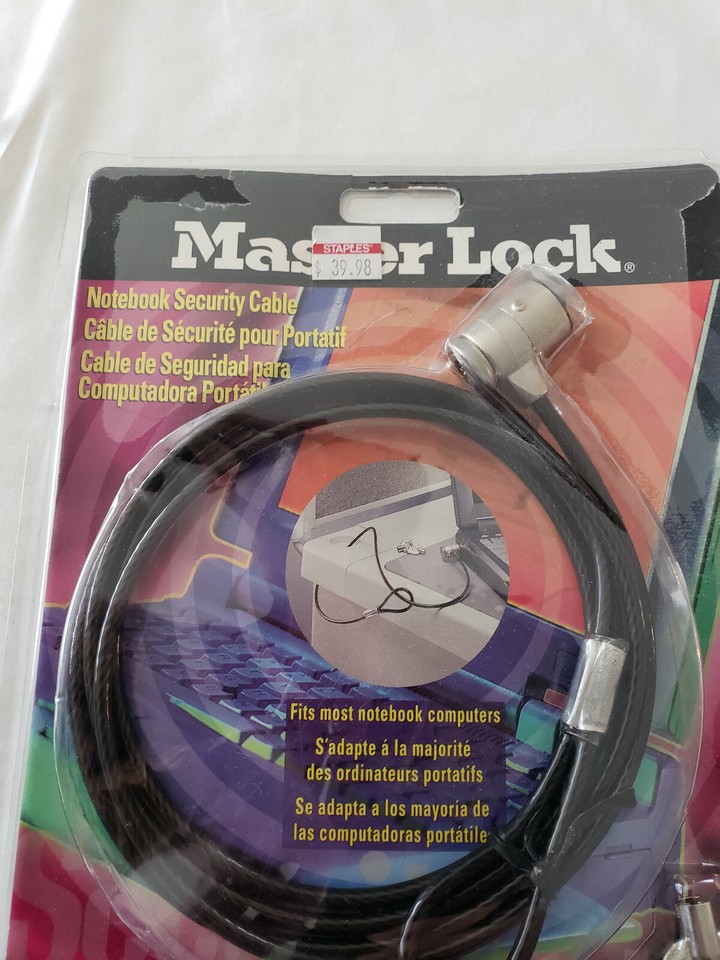 Master Lock Notebook Security Cable Fits Most Notebook Computers Old ...