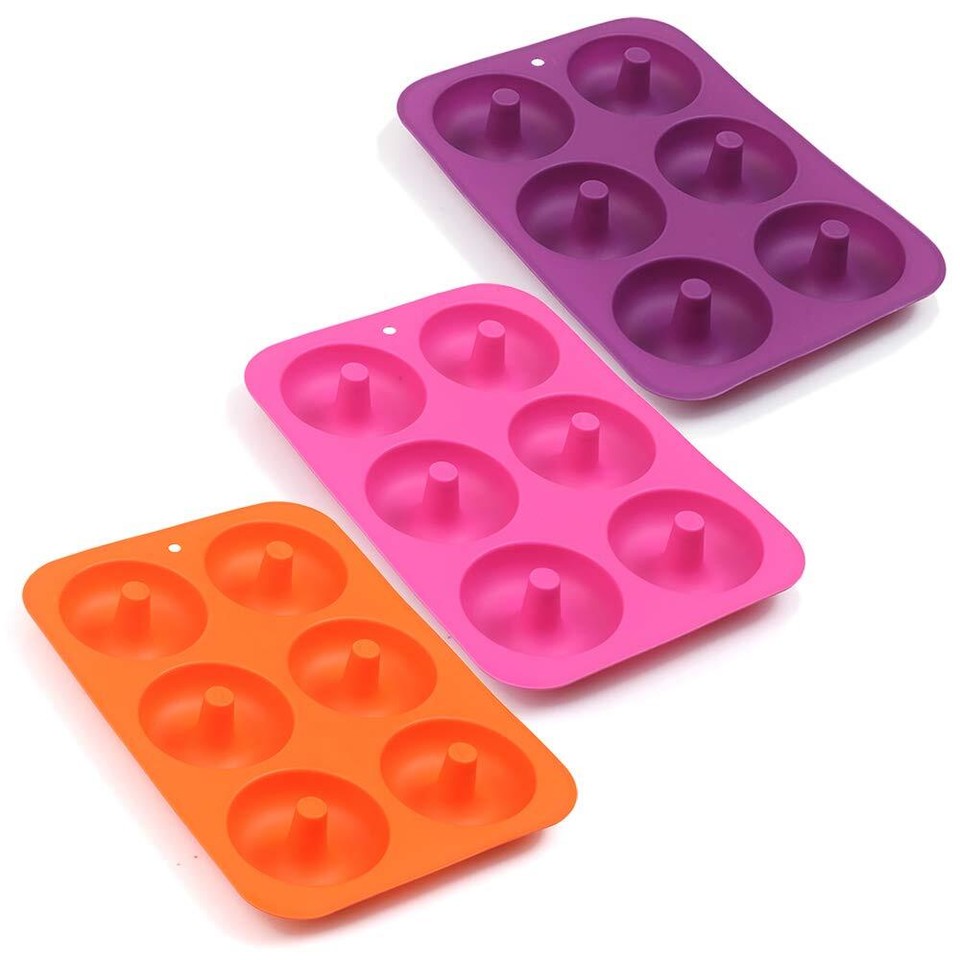 6-Cavity Silicone Donut Mold Silicone Bagel Mold Non-Stick Donut Mold ...