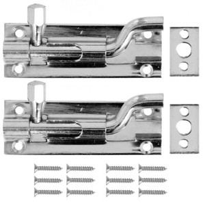 2x CHROME 3" SLIDING DOOR OFFSET BOLT Toilet Cupboard Lock Cranked ...