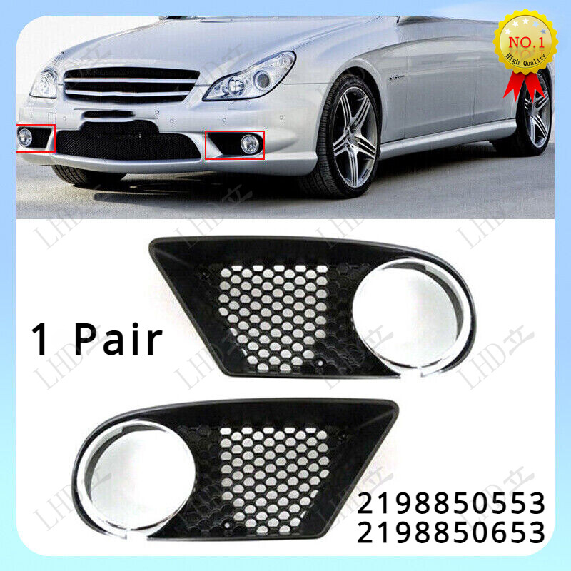 Pair Front Bumper Lamp Grille Fog Light Cover Frame For Mercedes Benz ...
