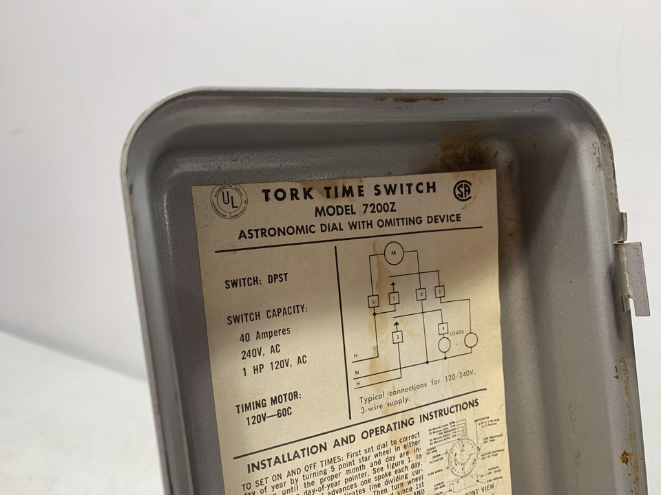 Tork 7200Z Time Switch Astronomic Dial With Omitting Device 40 Amp 240V ...