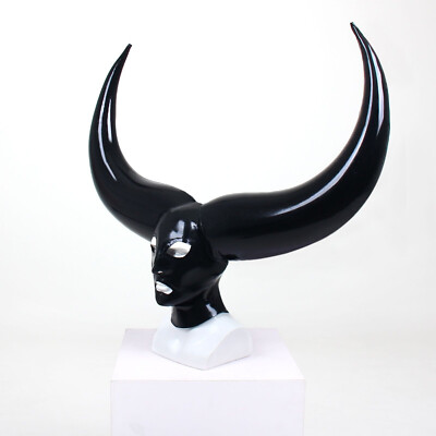 latex inflatable mask hood party latex horn show bar mask cosplay ...