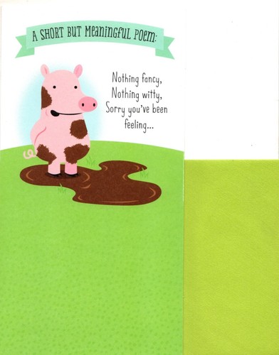 Funny Get Well Soon Pink Pig Mud Puddle Feel Like Poop Hallmark ...