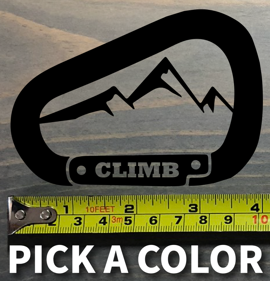 Rock Climbing Sticker Decal Carabiner 4" Petzl Hiking Mountains Black ...
