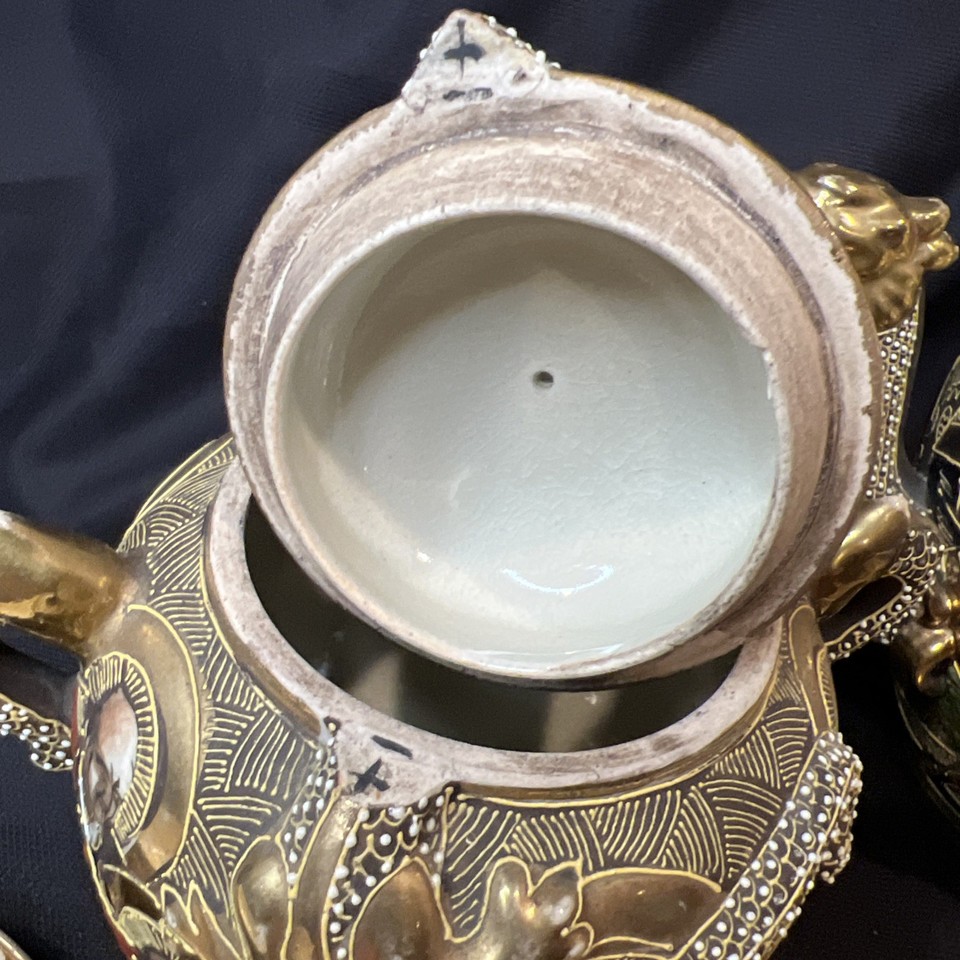 Enchanting 11 Piece Japanese Satsuma Dragonware Tea Set Gold Detailing ...