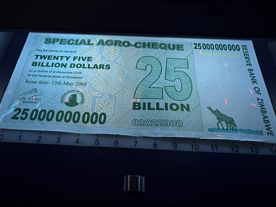5x Zimbabwe 25 Billion Dollars Special Agro Cheque Bills Banknotes ...