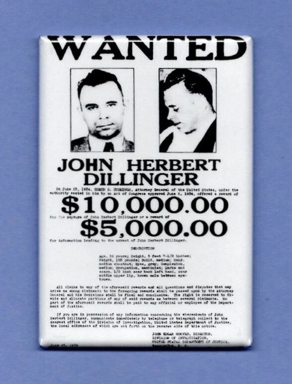 John Dillinger Wanted Poster