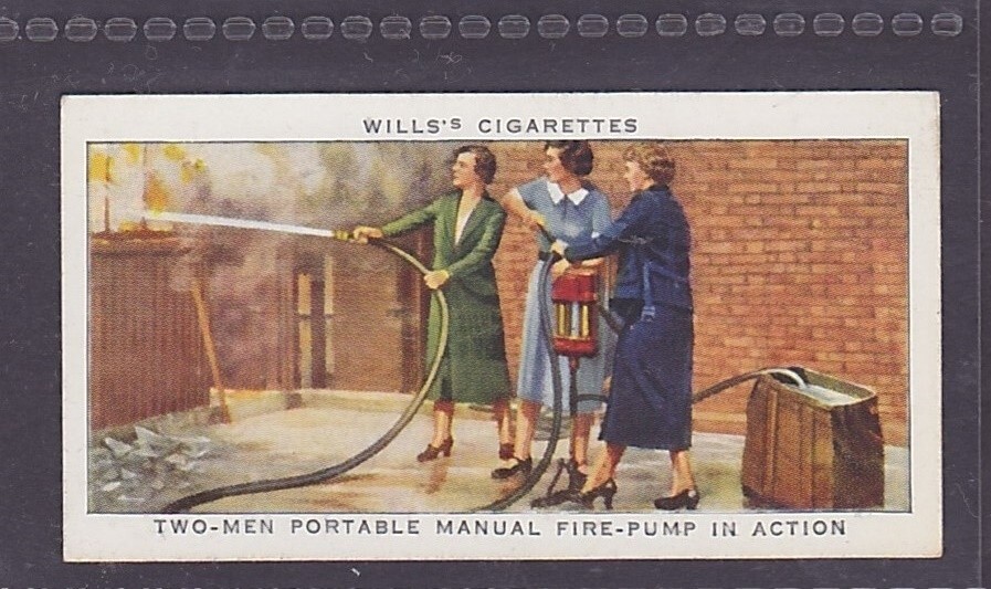 TWO-MEN PORTABLE MANUAL FIRE-PUMP IN ACTION - 85 + year old Card # 19 ...