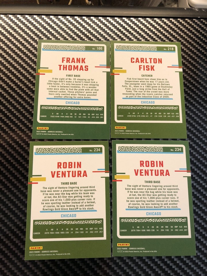 2023 Donruss Frank Thomas/Carlton Fisk/ Robin Ventura Cards White Sox ...