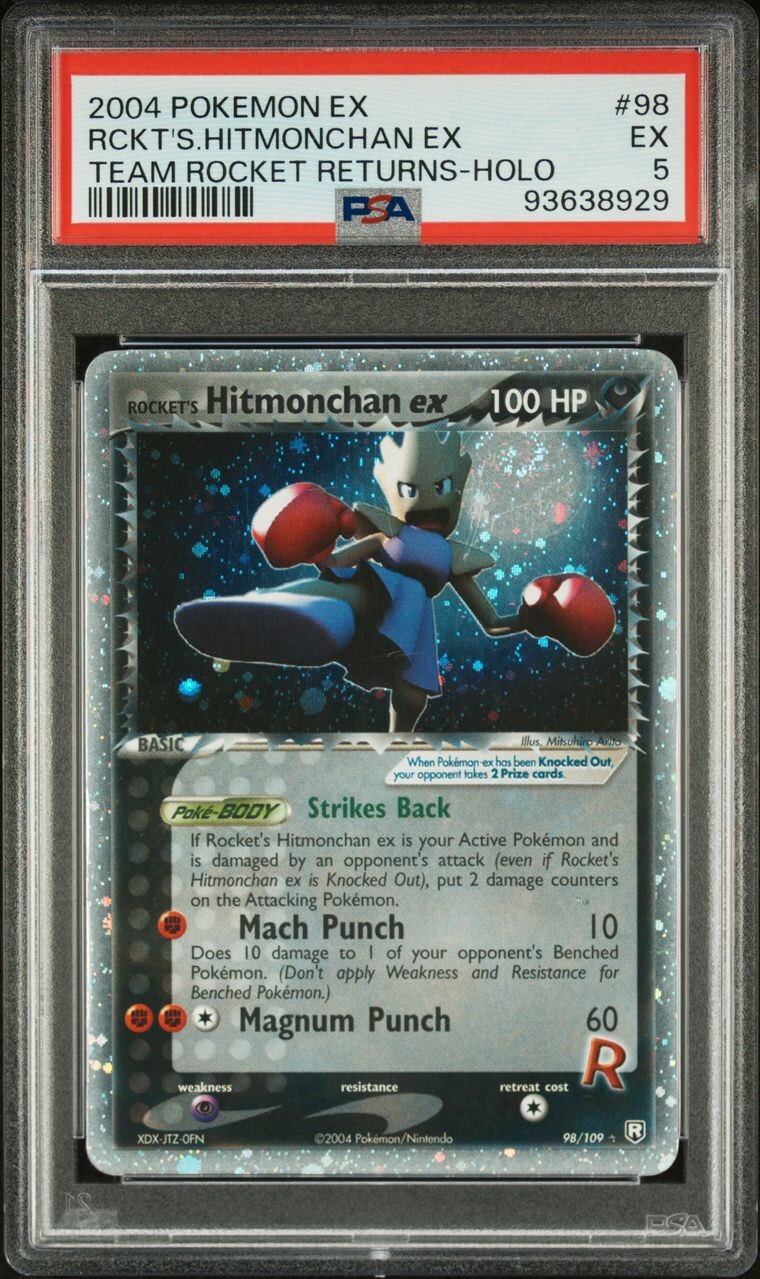 2004 Pokemon Team Rocket Returns #98 Rocket's Hitmonchan EX HOLO PSA 5 ...