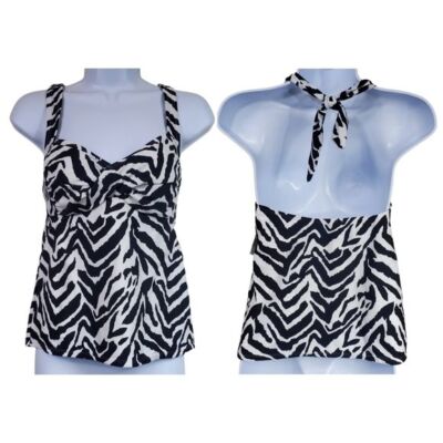 Catalina zebra print tankini with adjustable tying halter neck / Women ...