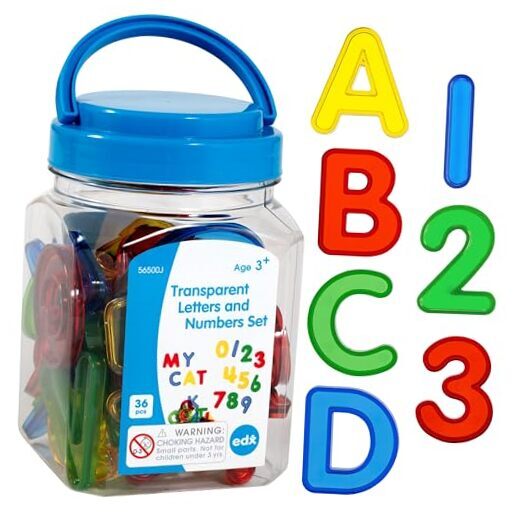 Transparent Letters and Numbers - Mini Jar - Colorful, Plastic Letters ...