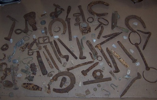 19 LB LOT OF DUG CIVIL WAR RELICS FROM A VIRGINIA CAMP Bullets Spikes ...