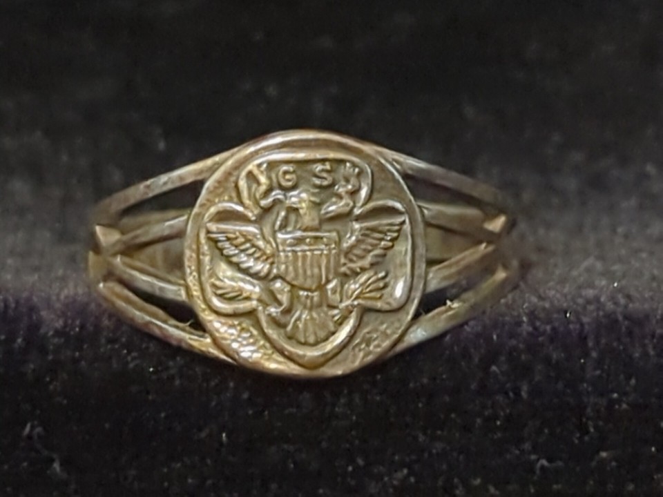 Vintage 1950's Sterling Silver Girl Scout Ring "GS" Eagle Trefoil ...