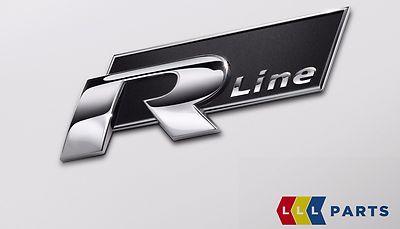 NEW GENUINE VW GOLF PASSAT R-LINE SIDE CHROME BLACK BADGE EMBLEM ...