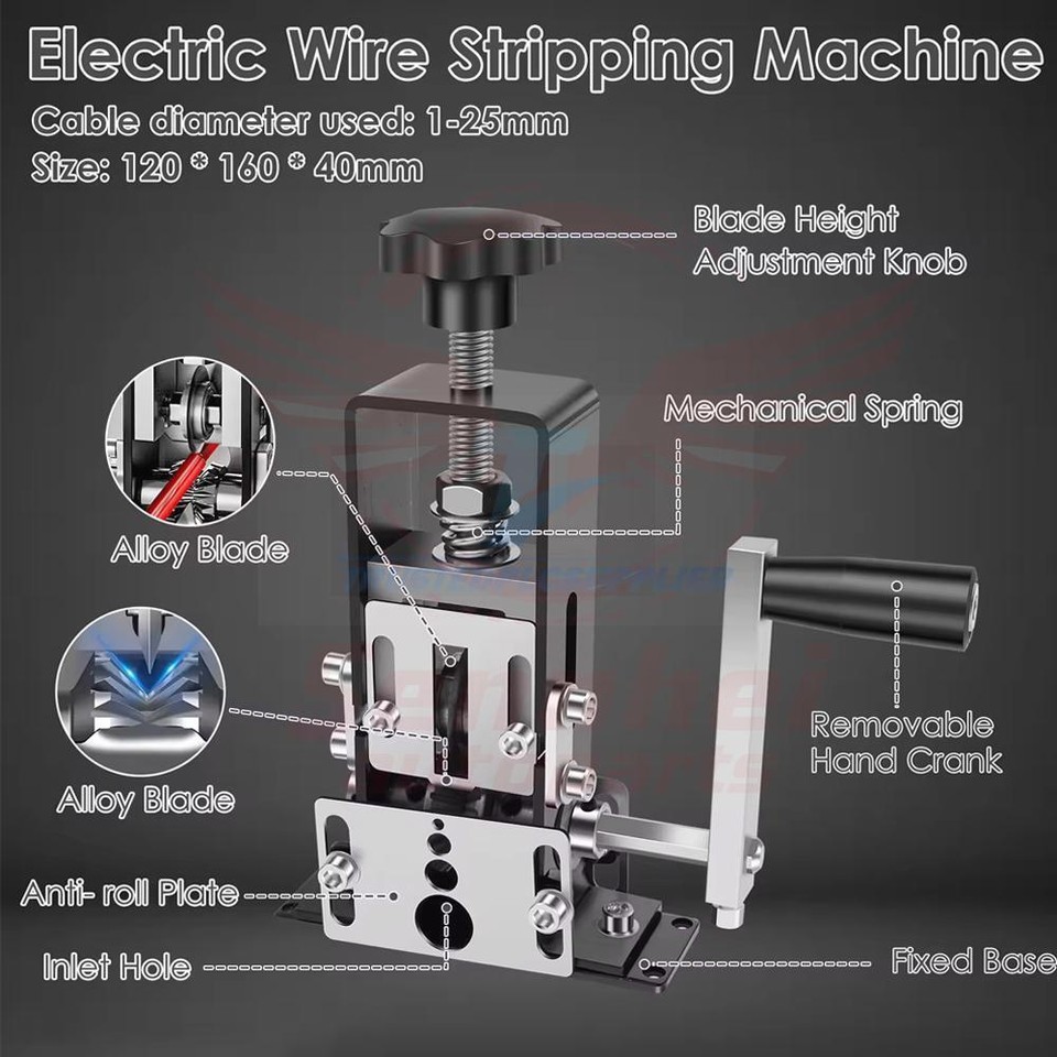 Manual Wire Stripping Machine Portable Cable Stripper 1mm to 25mm US | eBay