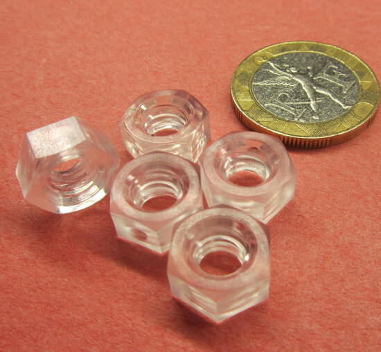 Hex Nut, Polycarbonate, 1/4"-20 Thread x 27/64" W x 15/64" H, 20 Pcs | eBay