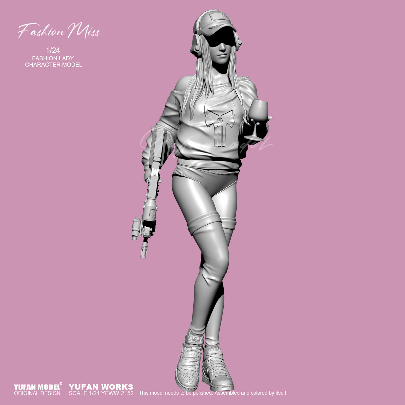 1/24 Scale Fashion Girl Unpainted Model Kits Unassembled YUFAN Garage ...