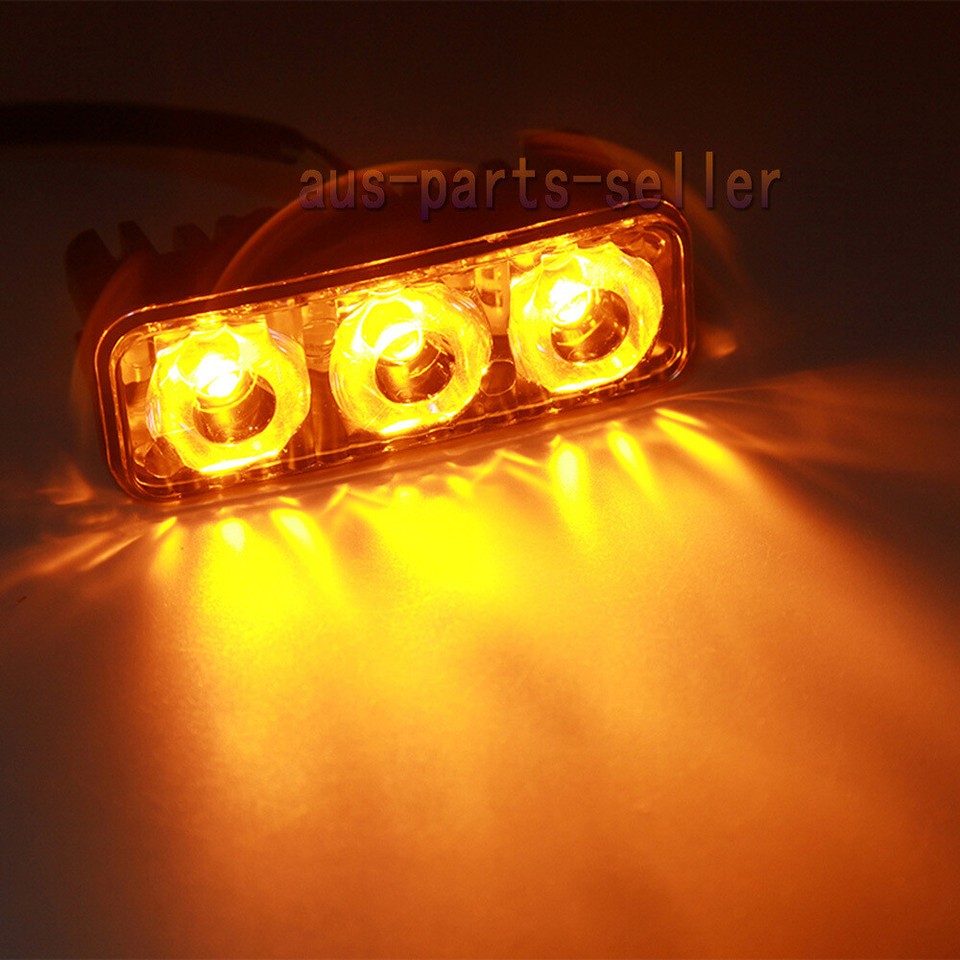 2pcs Car Daytime Running Light 3 LED White DRL Amber Turn Signal Front ...