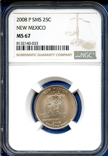 2008 P NGC SMS MS67 New Mexico State Quarter 25c US Mint Coin 2008-P MS ...