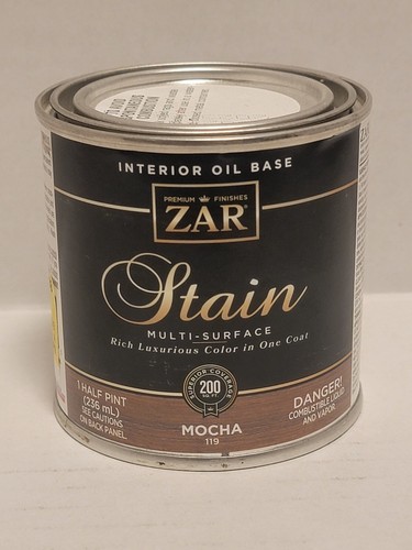 Wood Stain Zar Mocha #119 dark brown half pint 200 sq ft oil base ...