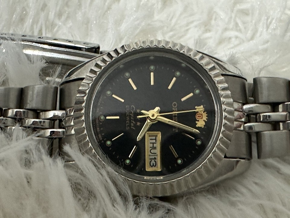 NOS Rare ORIENT Women Tristar Oyster President Day-Date Black dial ...