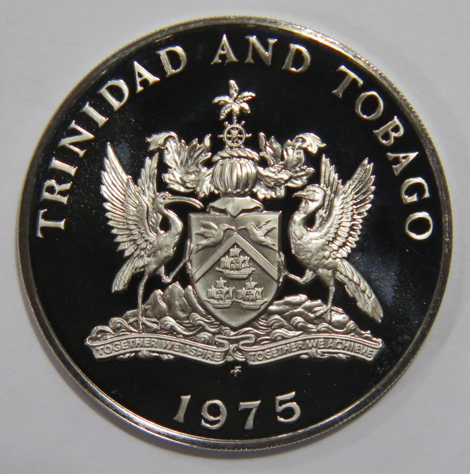 TRINIDAD TOBAGO 1975 $1 DOLLAR PROOF COCRICO RUFOUS-VENTED CHACHALACA ...