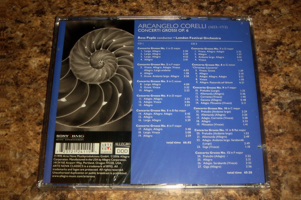 ARCANGELO CORELLI Concerti Grossi Op 6 Ross Pople 2006 2 CD SET BRAND ...