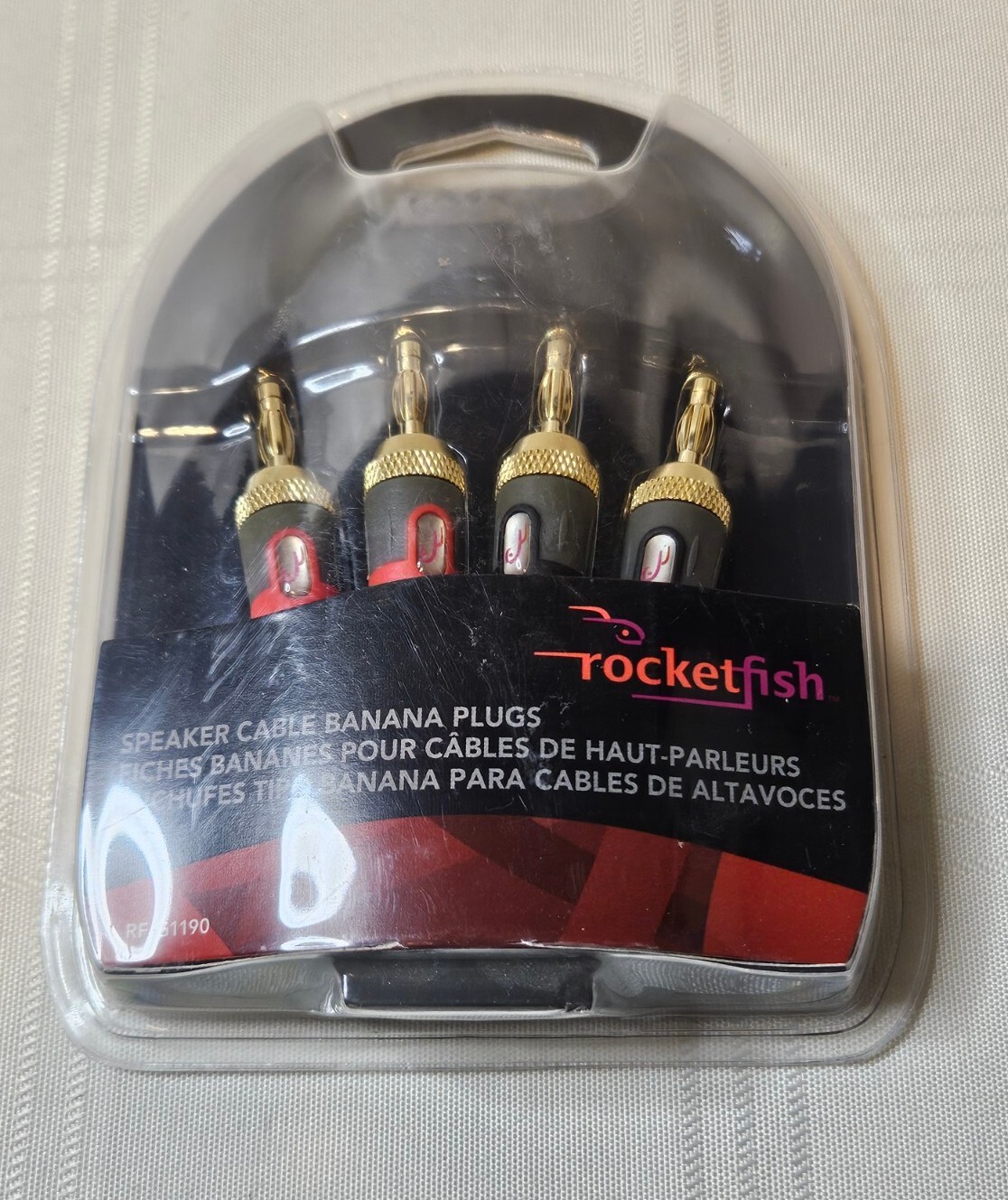 Rocketfish Speaker Cable Banana Plugs 4 Pack 24 KT Gold Plated Red ...