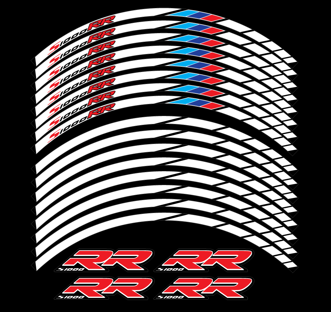 BMW s1000RR motorbike wheel decals 16 rim stickers set Laminated hp4 ...