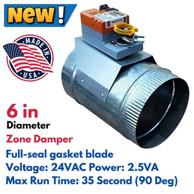 6" Electric Zone Damper for HVAC Zoning System Temp Control Honeywell ...