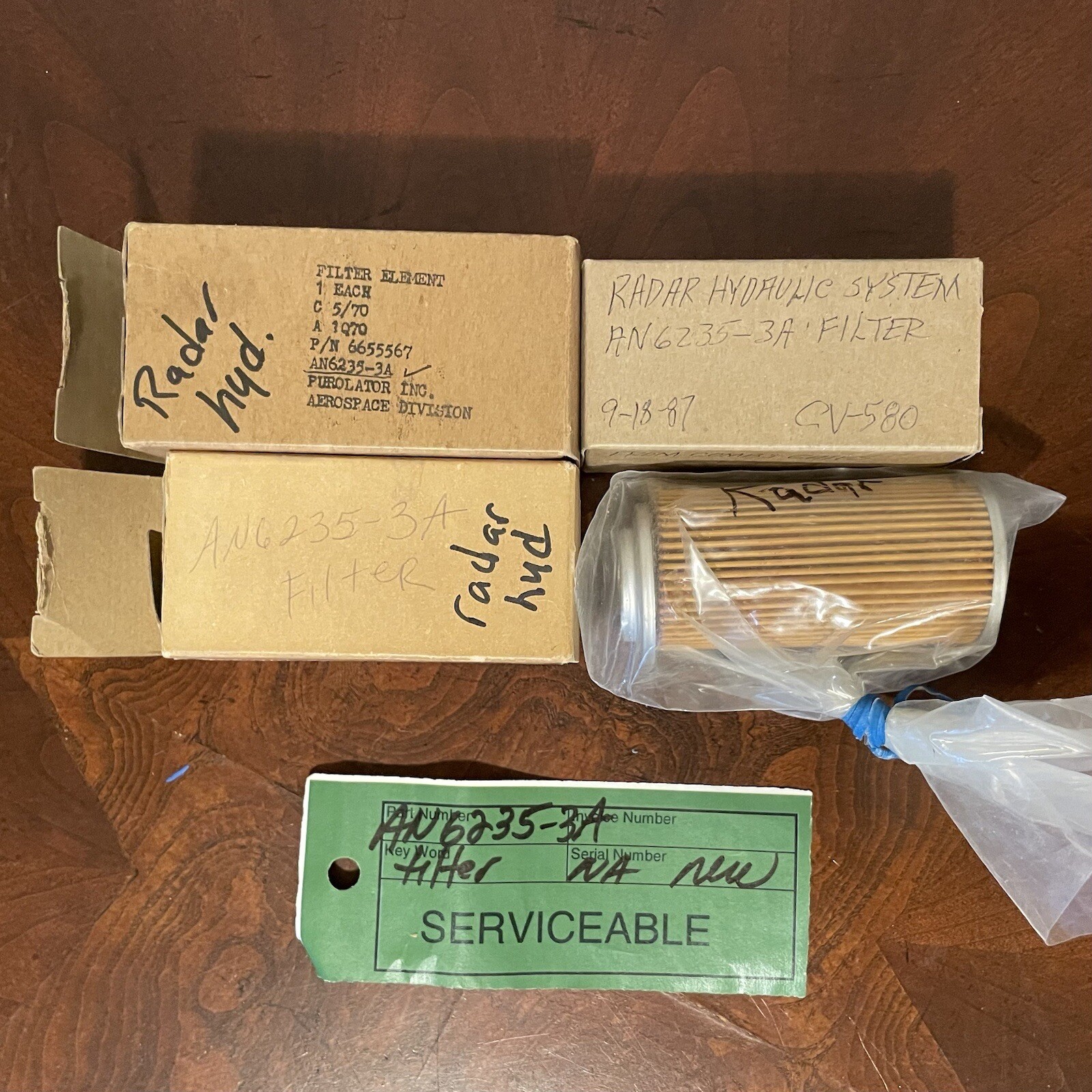 Radar Hydraulic Purolator FLUID FILTER ELEMENT PN AN6235-3A Lot Of 4 CV ...