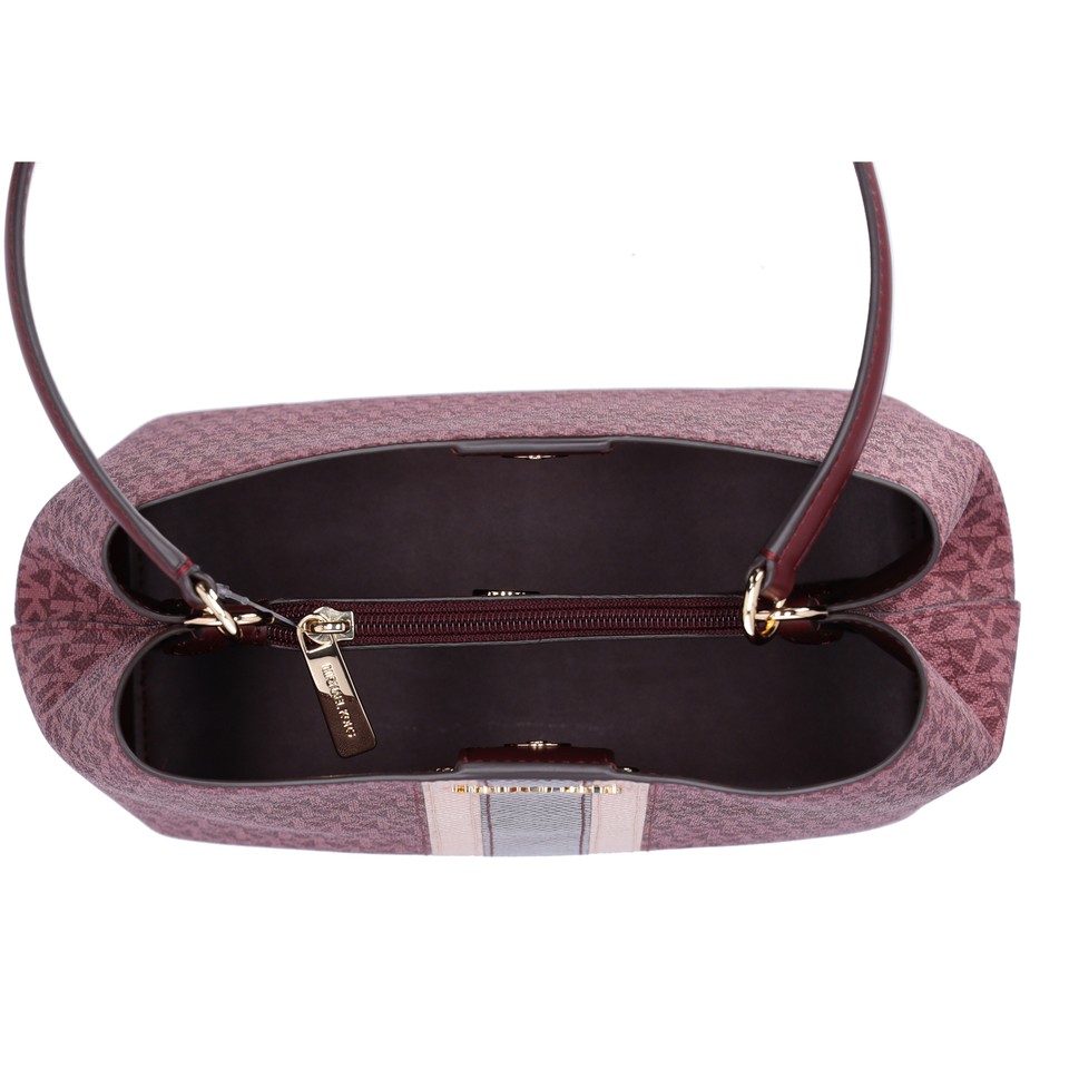 Michael Kors Pratt Medium MK Logo Bucket Shoulder Bag Oxblood Multi ...