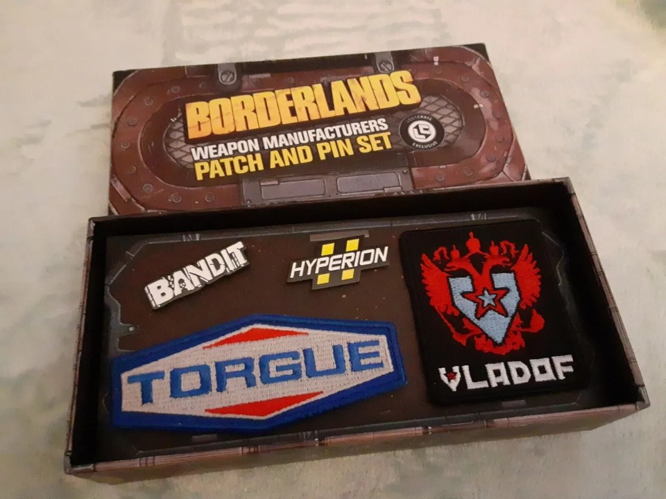 Borderlands Weapon Manufacturers Patch and Pin Set Loot Crate Gaming ...