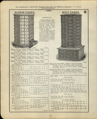 1908 PAPER AD Hardware Store Screw Nut Bolt Revolving Cabinet Case American | eBay