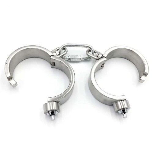 New Stainless Steel Lockable Connect Handcuffs Bondage Manacles Wrist ...