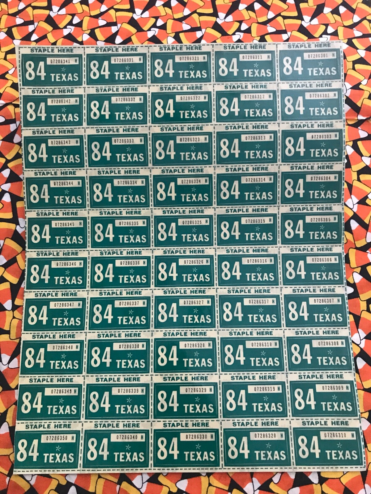 1984 TEXAS LICENSE PLATE RENEWAL REGISTRATION VALIDATION 50 STICKERS ...